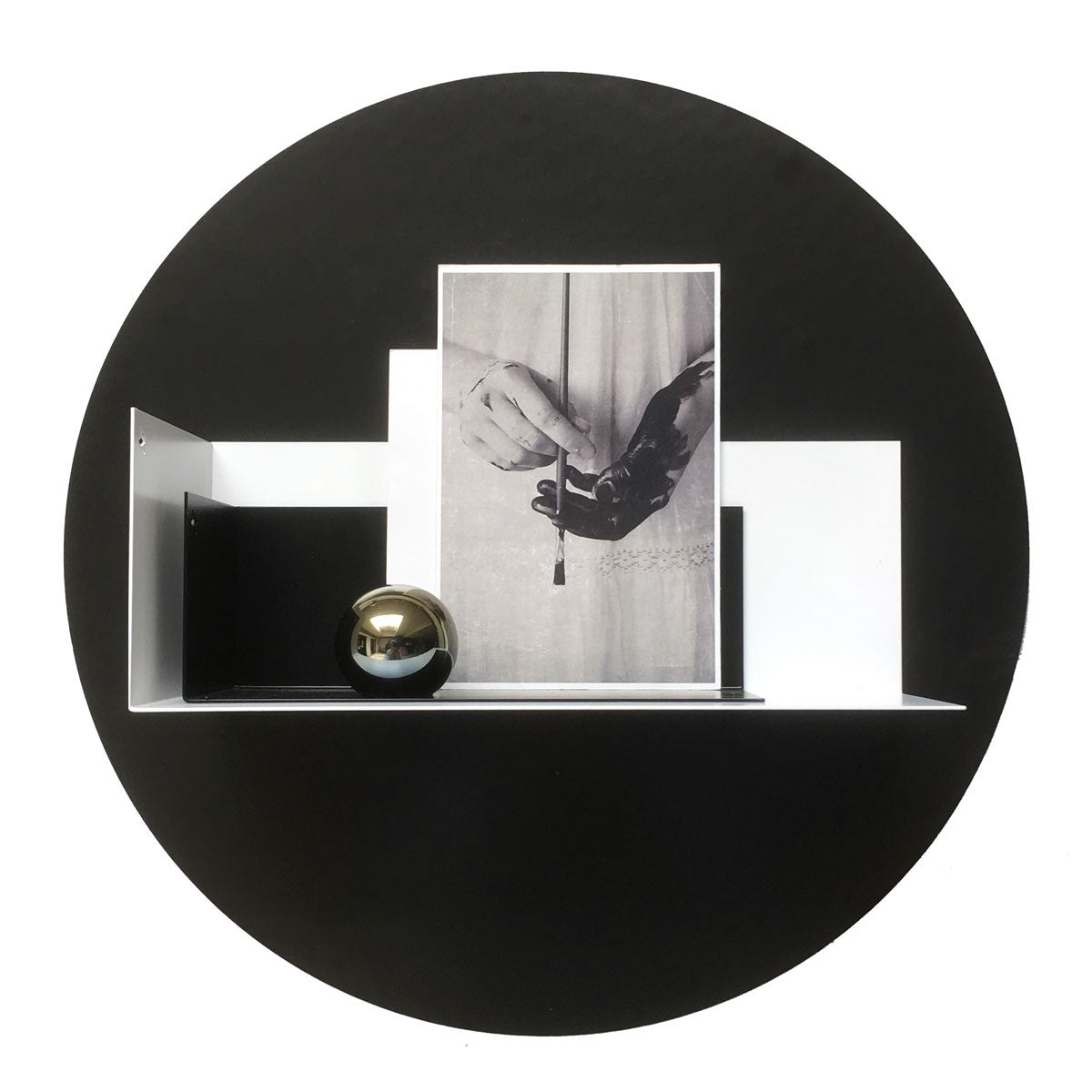 Black / Round Magnetic Sticker – White Mica