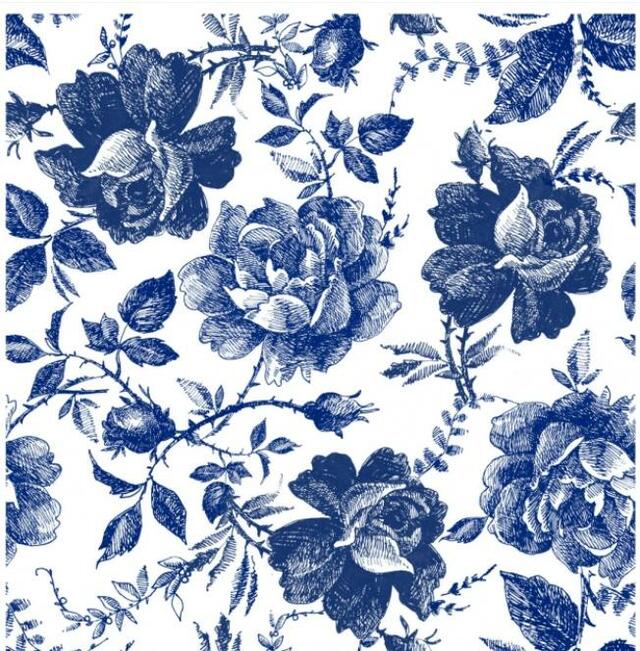 BLUE SKETCHED FLOWERS Decoupage paper - By Belles & Whistles